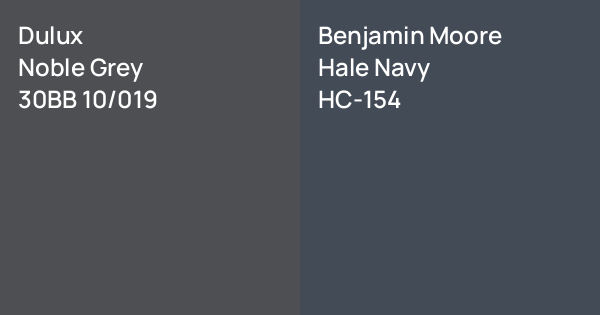 Dulux Noble Grey vs. Benjamin Moore Hale Navy comparison