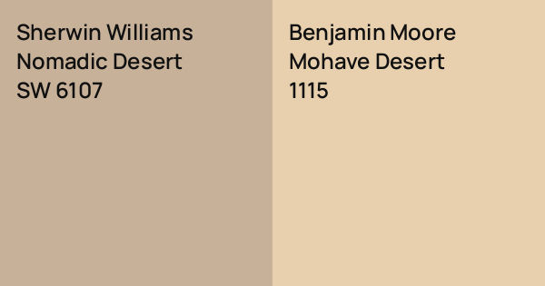 Sherwin Williams Nomadic Desert vs. Benjamin Moore Mohave Desert comparison