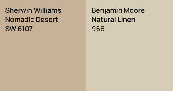 Sherwin Williams Nomadic Desert vs. Benjamin Moore Natural Linen comparison