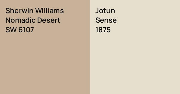 Sherwin Williams Nomadic Desert vs. Jotun Sense comparison