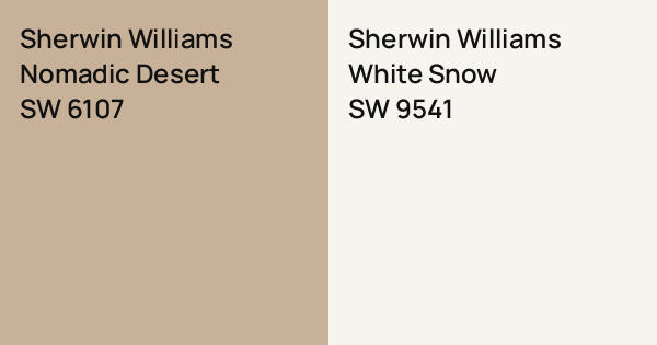 Sherwin Williams Nomadic Desert vs. Sherwin Williams White Snow comparison