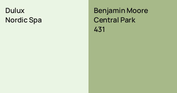 Dulux Nordic Spa vs. Benjamin Moore Central Park comparison
