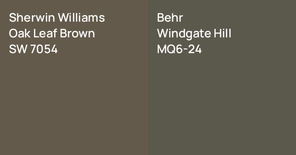 Sherwin Williams Oak Leaf Brown vs. Behr Windgate Hill comparison