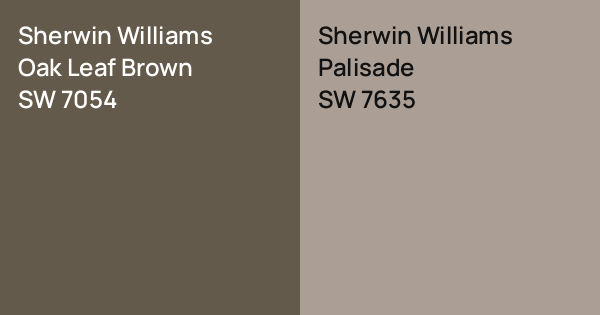 Sherwin Williams Oak Leaf Brown vs. Sherwin Williams Palisade comparison