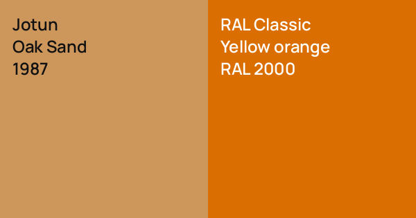 Jotun Oak Sand vs. RAL Classic Yellow orange comparison