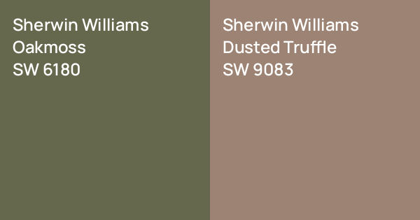 Sherwin Williams Oakmoss vs. Sherwin Williams Dusted Truffle comparison
