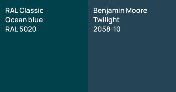 RAL Classic Ocean blue vs. Benjamin Moore Twilight comparison