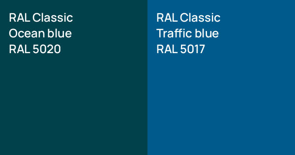 RAL Classic Ocean blue vs. RAL Classic Traffic blue comparison