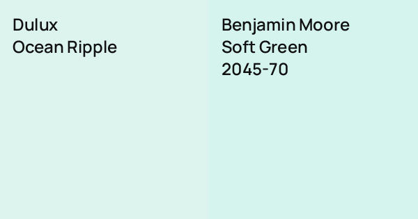 Dulux Ocean Ripple vs. Benjamin Moore Soft Green comparison