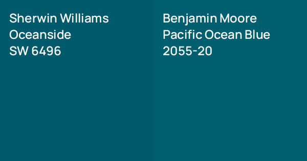 Sherwin Williams Oceanside vs. Benjamin Moore Pacific Ocean Blue comparison