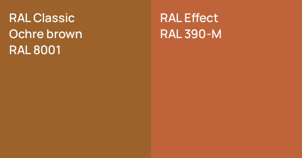 RAL Classic Ochre brown vs. RAL Effect RAL 390-M comparison