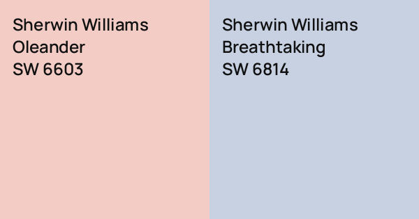 Sherwin Williams Oleander vs. Sherwin Williams Breathtaking comparison