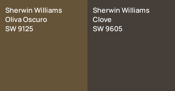 Sherwin Williams Oliva Oscuro vs. Sherwin Williams Clove comparison