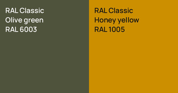 RAL Classic Olive green vs. RAL Classic Honey yellow comparison
