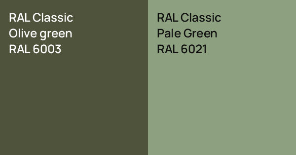 RAL Classic Olive green vs. RAL Classic Pale Green comparison