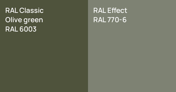 RAL Classic Olive green vs. RAL Effect RAL 770-6 comparison