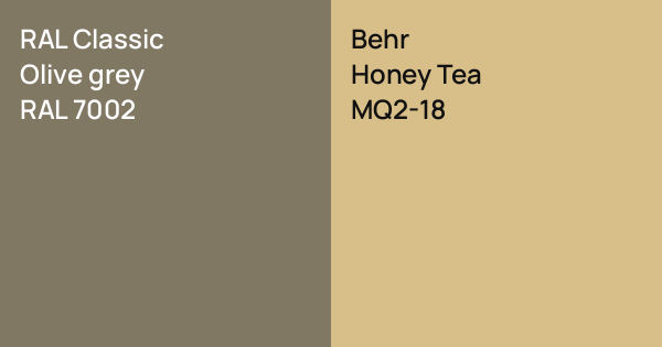 RAL Classic Olive grey vs. Behr Honey Tea comparison