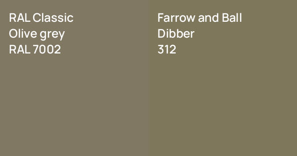 RAL Classic Olive grey vs. Farrow and Ball Dibber comparison