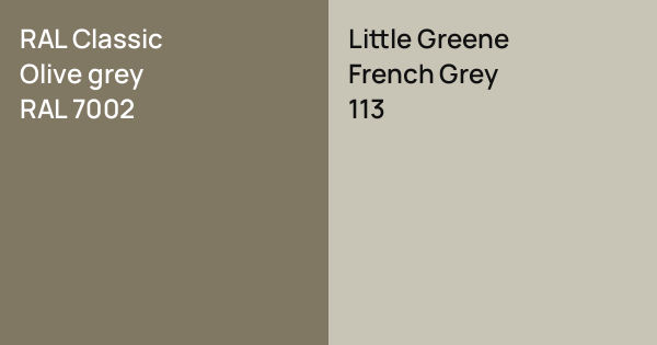 RAL Classic Olive grey vs. Little Greene French Grey comparison