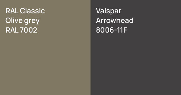 RAL Classic Olive grey vs. Valspar Arrowhead comparison