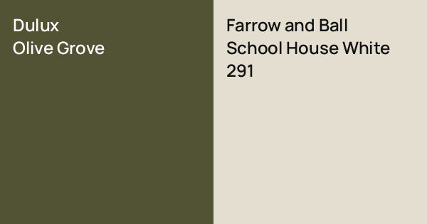 Dulux Olive Grove vs. Farrow and Ball School House White comparison