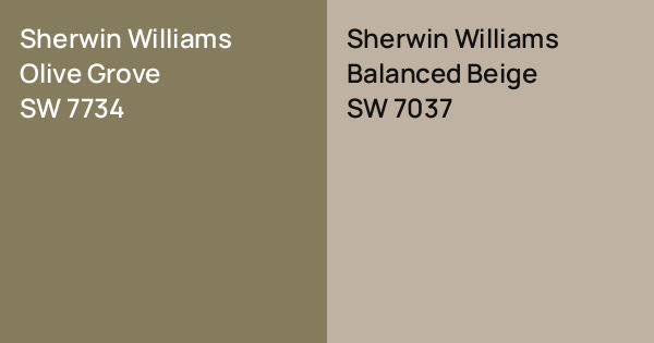 Sherwin Williams Olive Grove vs. Sherwin Williams Balanced Beige comparison