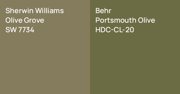 Sherwin Williams Olive Grove vs. Behr Portsmouth Olive comparison