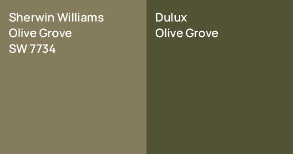 Sherwin Williams Olive Grove vs. Dulux Olive Grove comparison