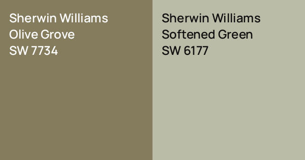 Sherwin Williams Olive Grove vs. Sherwin Williams Softened Green comparison