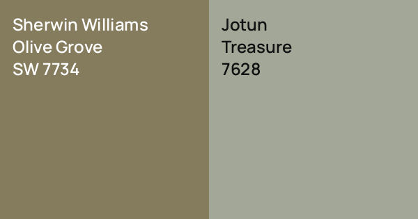 Sherwin Williams Olive Grove vs. Jotun Treasure comparison