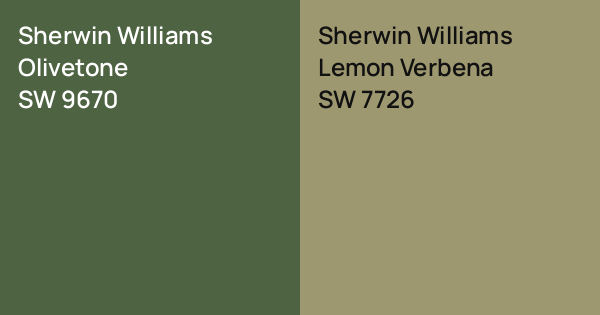 Sherwin Williams Olivetone vs. Sherwin Williams Lemon Verbena comparison