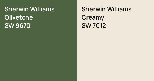 Sherwin Williams Olivetone vs. Sherwin Williams Creamy comparison
