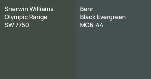 Sherwin Williams Olympic Range vs. Behr Black Evergreen comparison