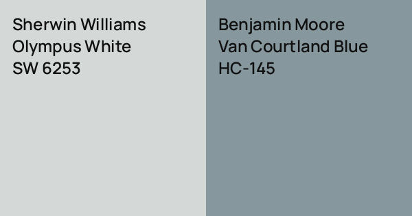 Sherwin Williams Olympus White vs. Benjamin Moore Van Courtland Blue ...