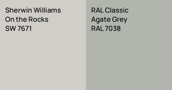 Sherwin Williams On the Rocks vs. RAL Classic Agate Grey comparison