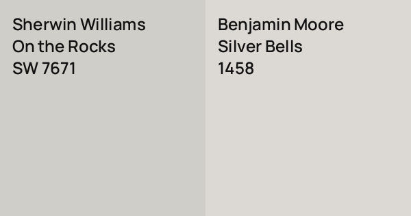 Sherwin Williams On the Rocks vs. Benjamin Moore Silver Bells comparison