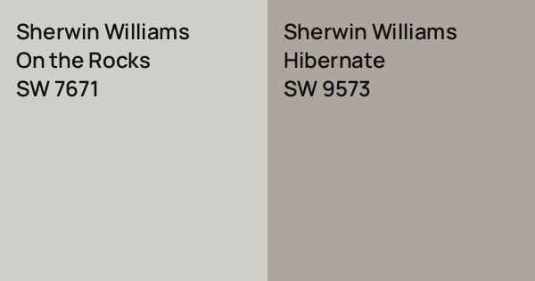 Sherwin Williams On the Rocks vs. Sherwin Williams Hibernate comparison