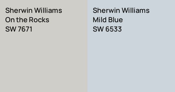Sherwin Williams On the Rocks vs. Sherwin Williams Mild Blue comparison