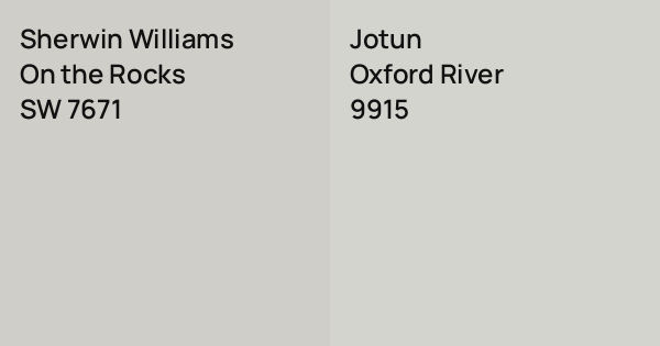 Sherwin Williams On the Rocks vs. Jotun Oxford River comparison