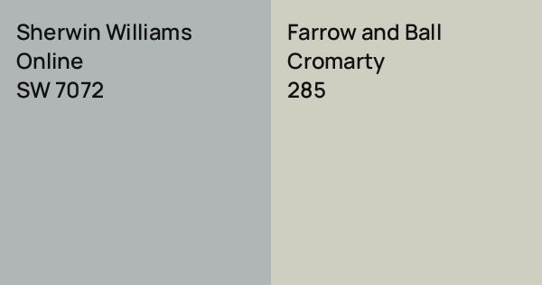 Sherwin Williams Online vs. Farrow and Ball Cromarty comparison