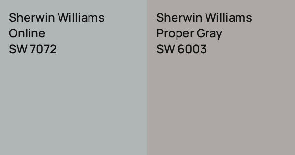 Sherwin Williams Online vs. Sherwin Williams Proper Gray comparison