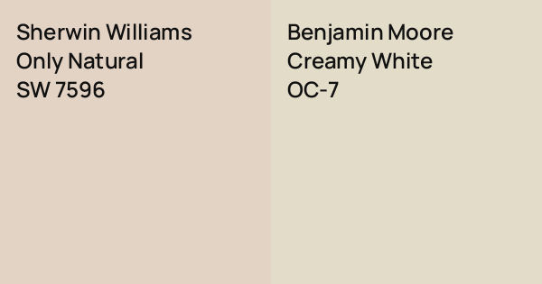 Sherwin Williams Only Natural vs. Benjamin Moore Creamy White comparison