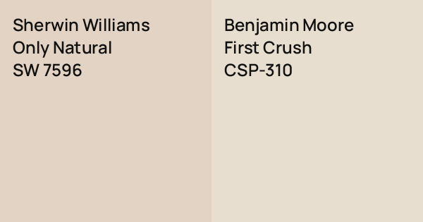 Sherwin Williams Only Natural vs. Benjamin Moore First Crush comparison