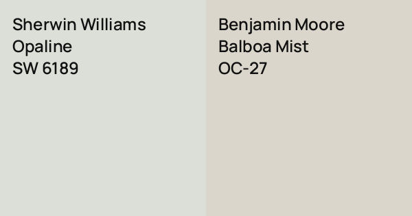 Sherwin Williams Opaline vs. Benjamin Moore Balboa Mist comparison