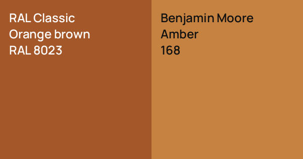 RAL Classic Orange brown vs. Benjamin Moore Amber comparison