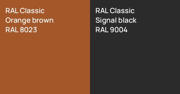 RAL Classic Orange brown vs. RAL Classic Signal black comparison