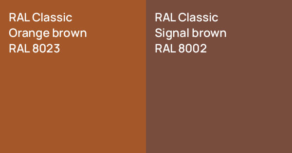RAL Classic Orange brown vs. RAL Classic Signal brown comparison