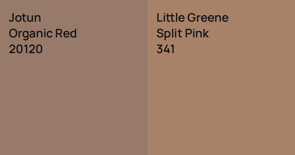 Jotun Organic Red vs. Little Greene Split Pink comparison
