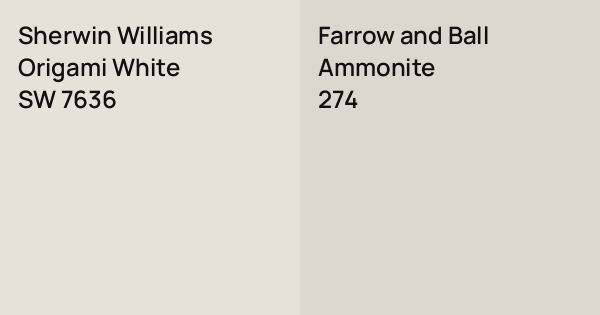 Sherwin Williams Origami White vs. Farrow and Ball Ammonite comparison