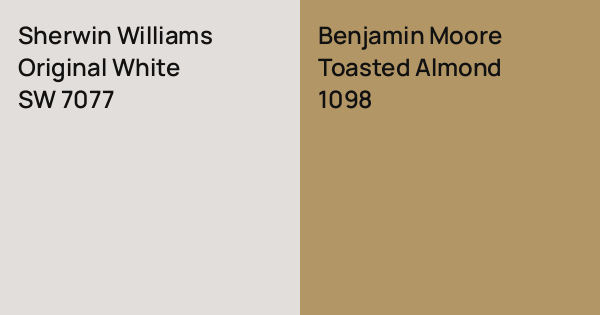 Sherwin Williams Original White vs. Benjamin Moore Toasted Almond ...